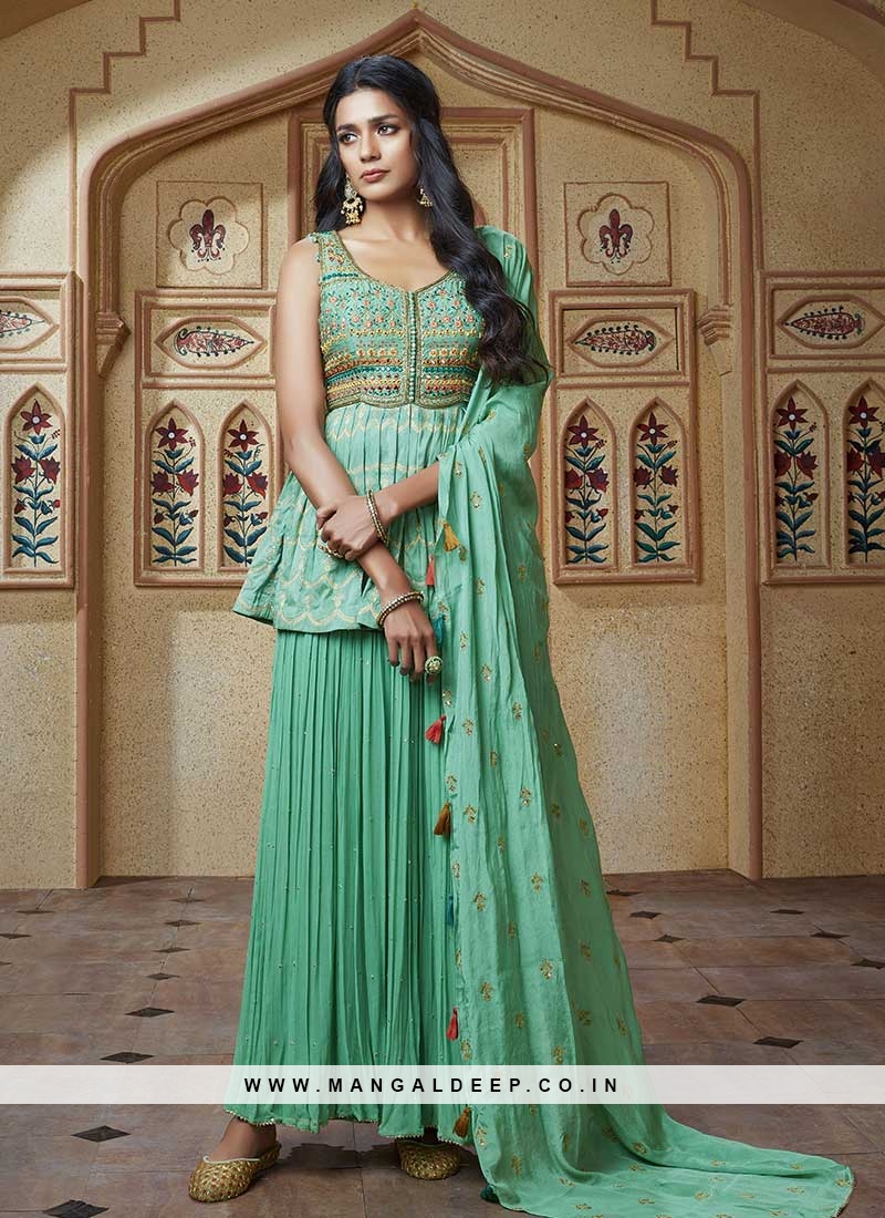 Rama Green Color Georgette Sharara Suit